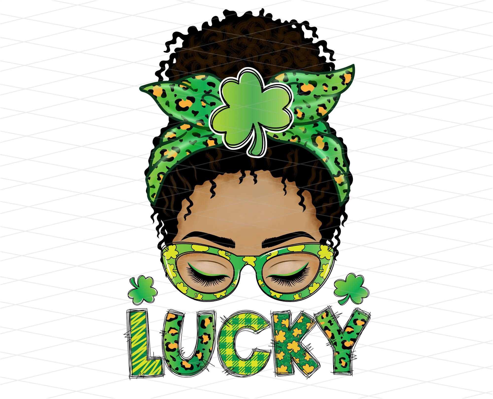 St Patricks Afro Messy Bun Png, St Patricks Lucky Afro Messy Bun, St ...