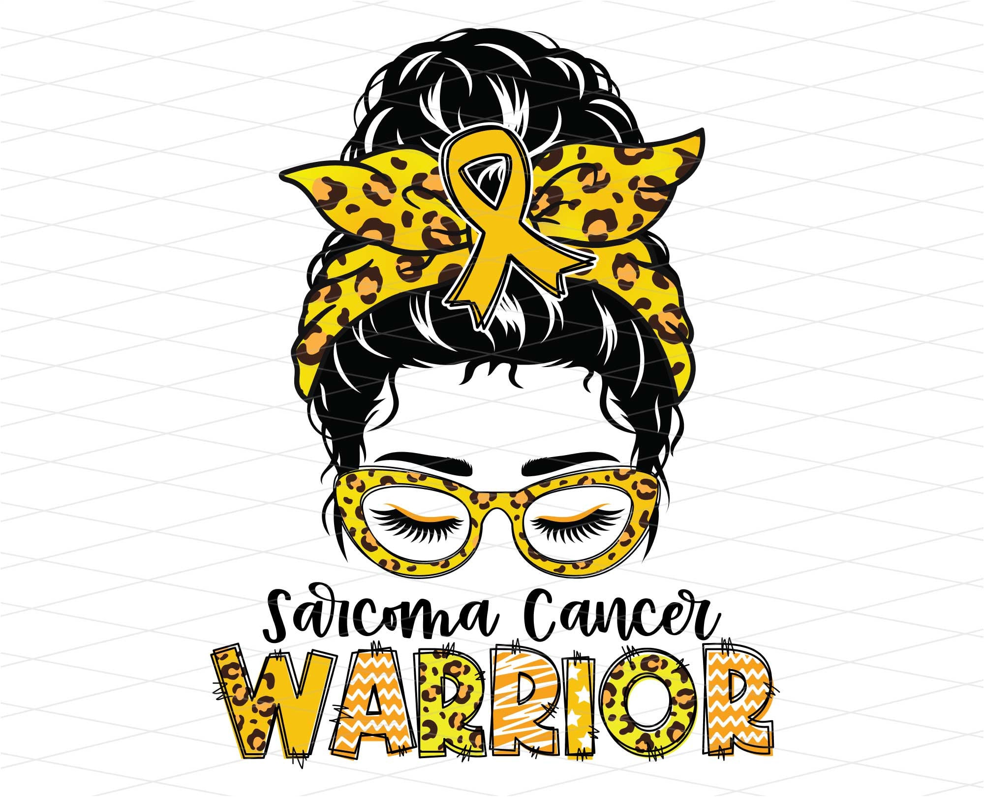 Sarcoma Cancer Warrior Messy Bun Png Sarcoma Cancer Awareness - Etsy