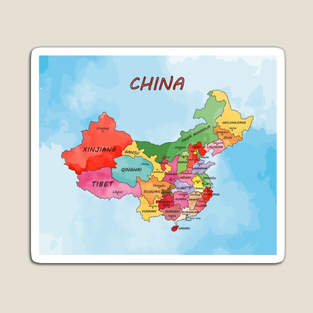 China Map Artwork Line Art Drawing Printable Digital Illustration JPG ...