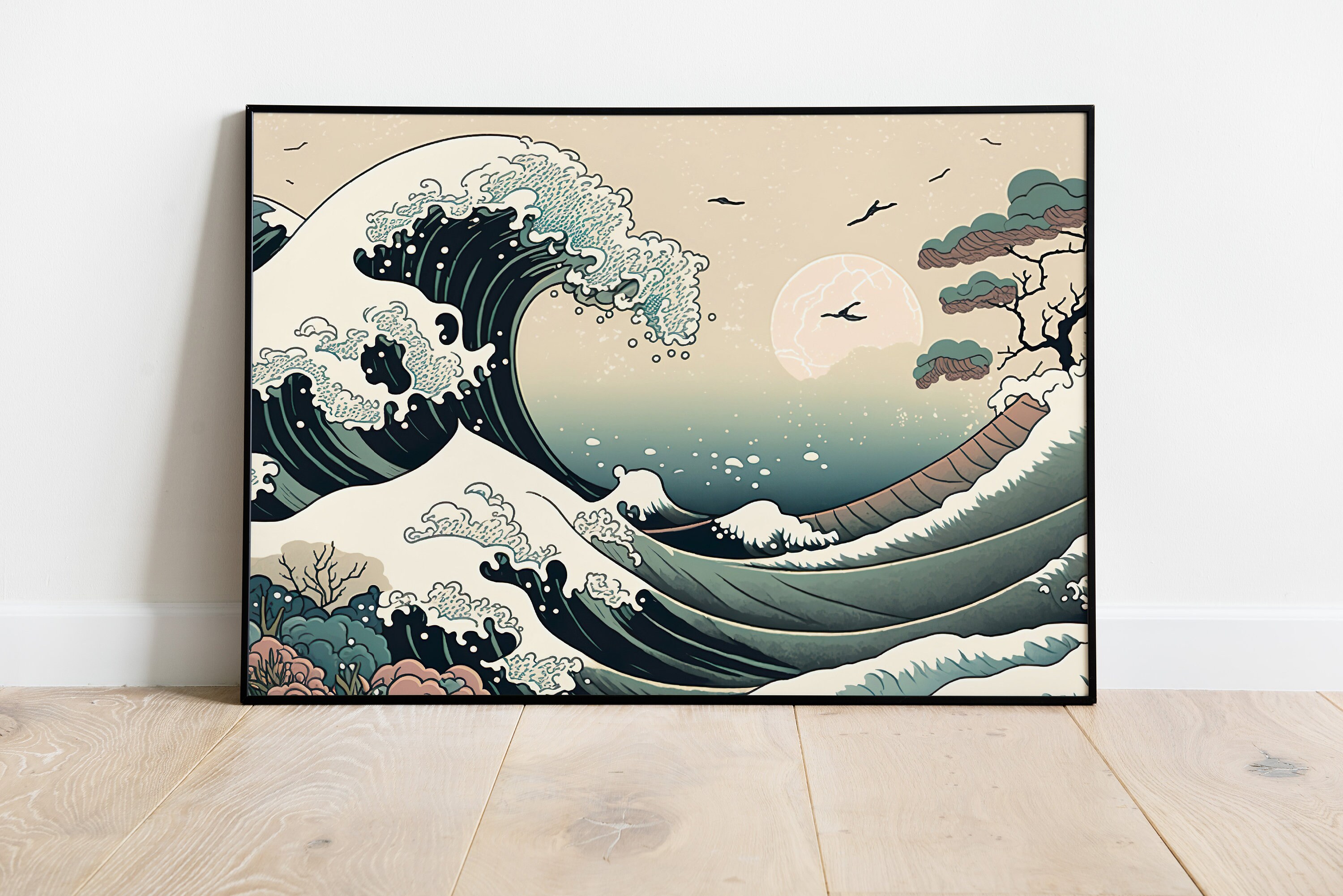 Vintage Japanese Big Wave Poster Ukiyo-e Wall Art Big Wave Japan Home ...