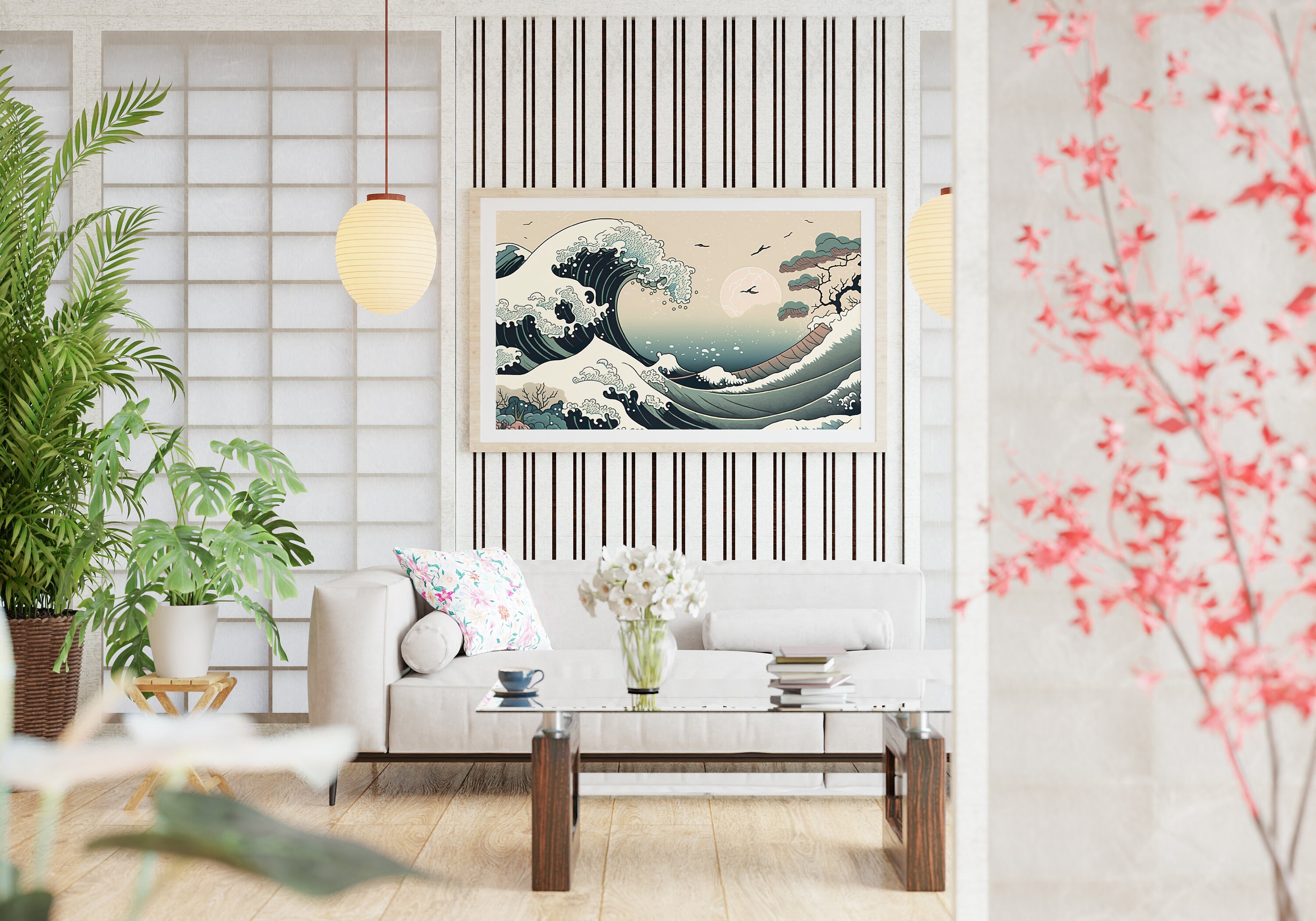 Vintage Japanese Big Wave Poster Ukiyo-e Wall Art Big Wave Japan Home ...