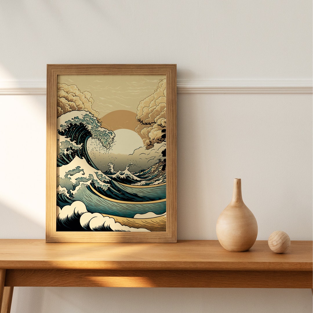 Poster Big Wave Japanese Wall Art Printable Big Wave Wall Art Download ...