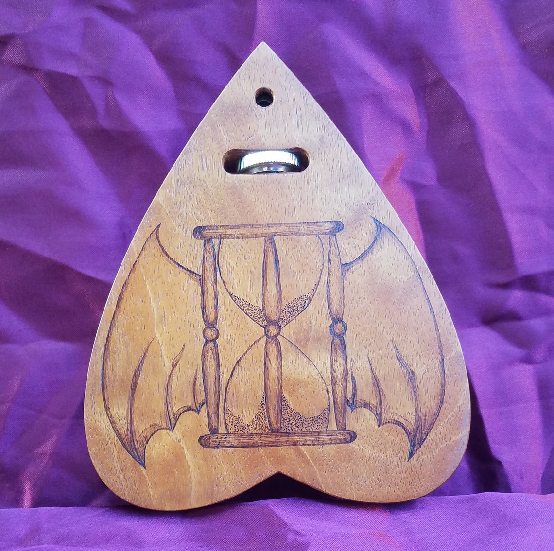 Mahogany Tempus Fugit Automatic Writing Planchette Winged Hourglass ...