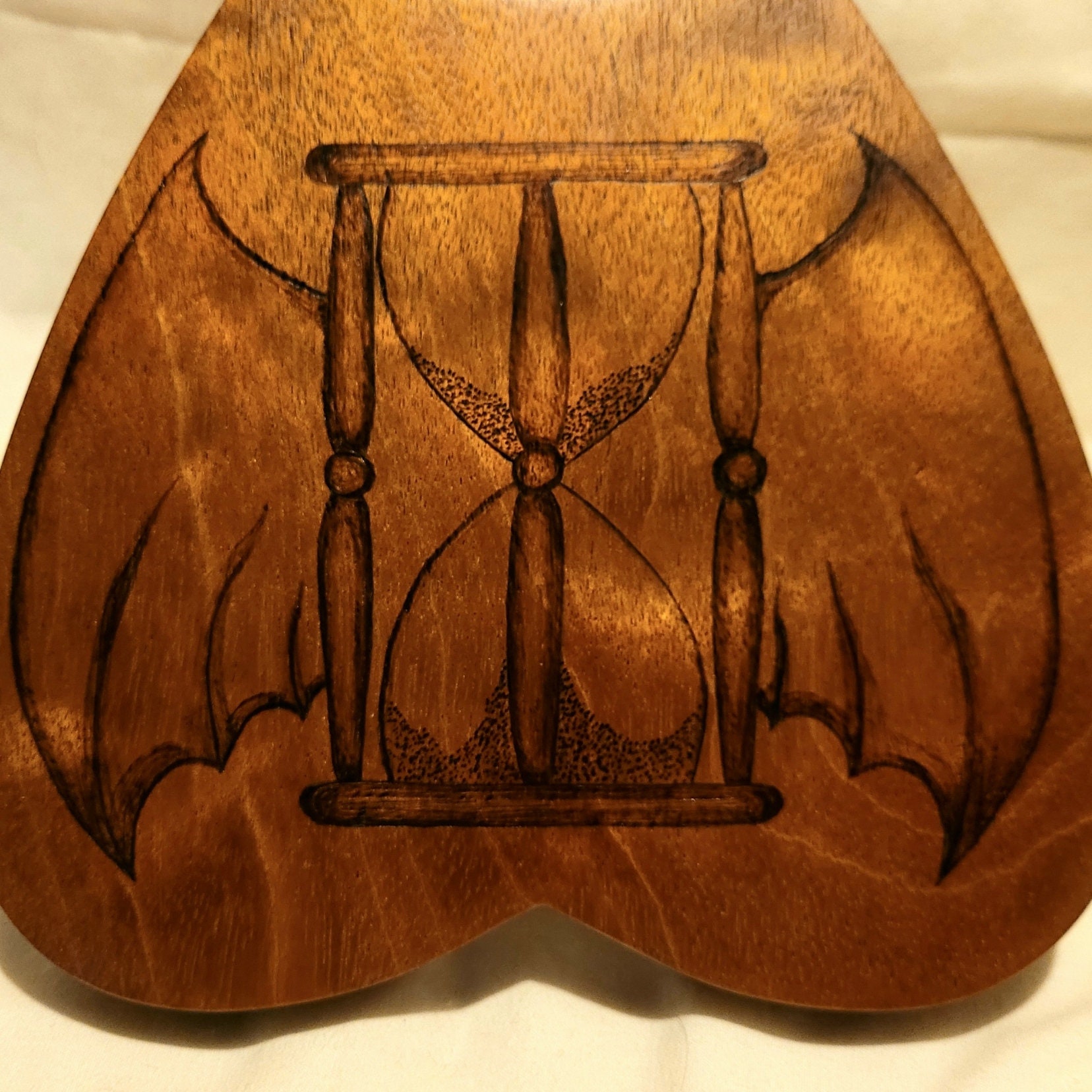 Mahogany Tempus Fugit Automatic Writing Planchette Winged Hourglass ...