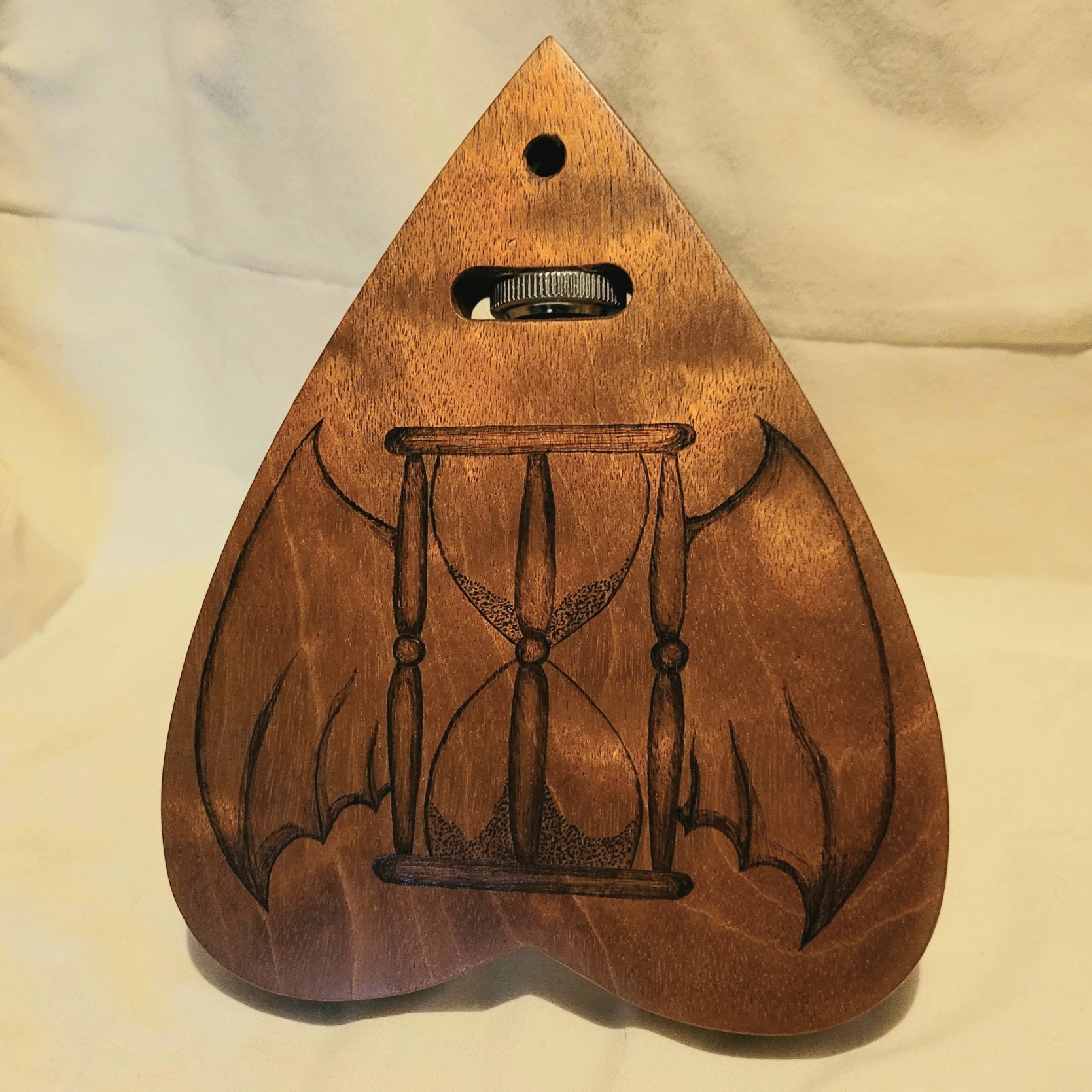 Mahogany Tempus Fugit Automatic Writing Planchette Winged Hourglass ...