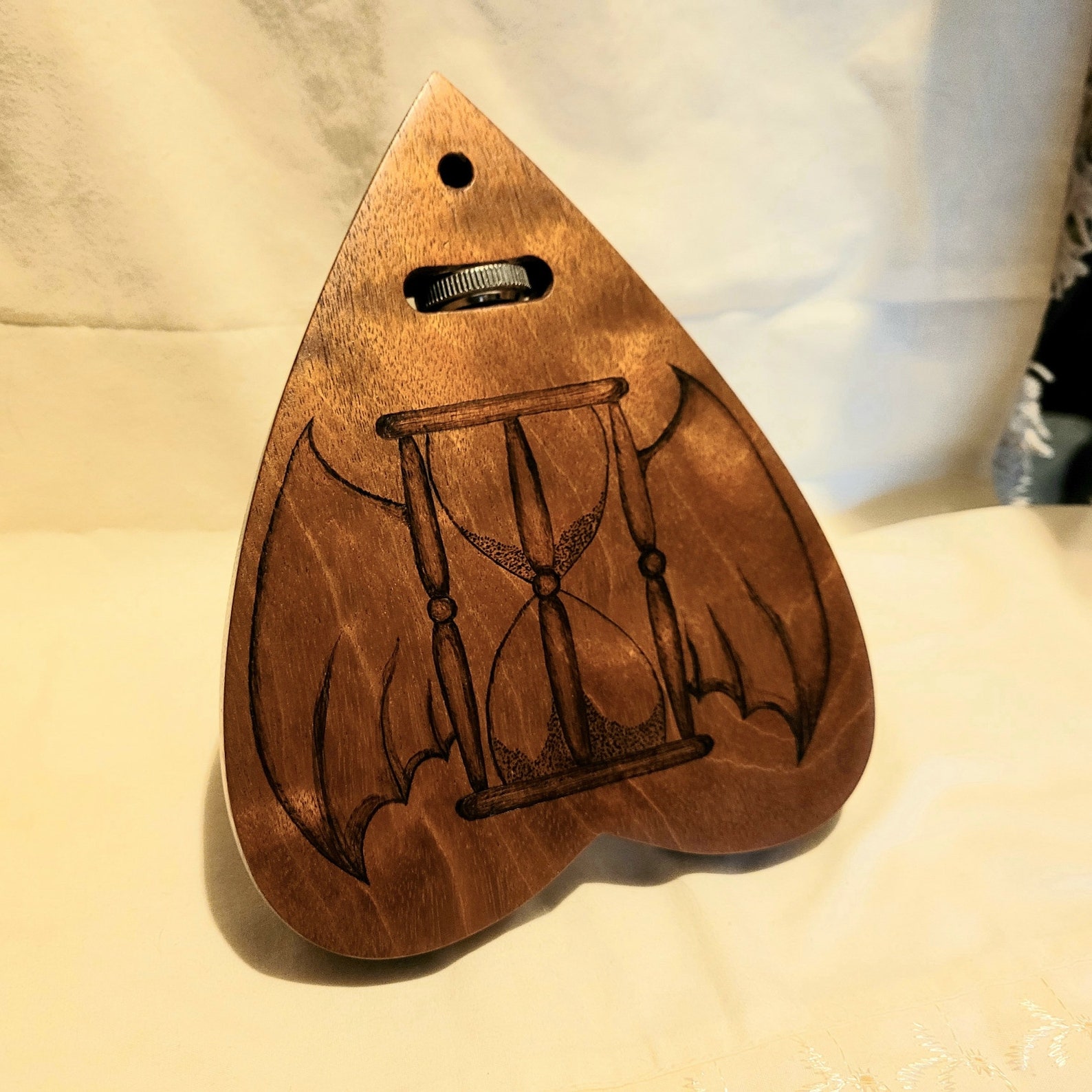 Mahogany Tempus Fugit Automatic Writing Planchette Winged Hourglass ...