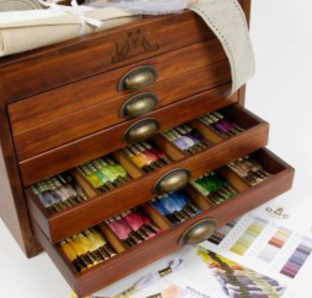 A Beautiful DMC Wooden Box, Includes 500 Stranded Cotton Skeins - Etsy