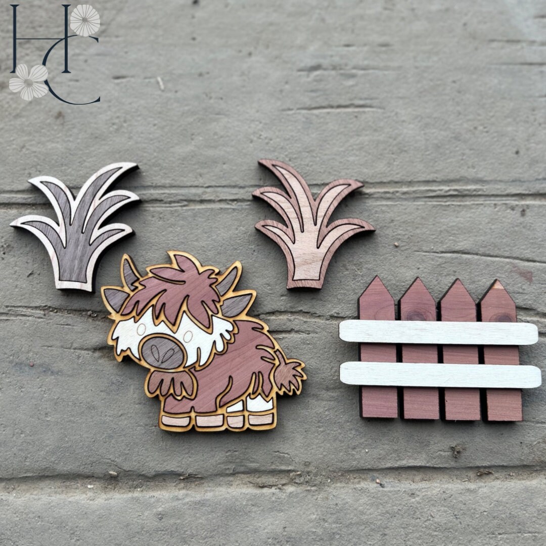 Wood Magnets Highland Cow Fuzzy Highlander - Etsy