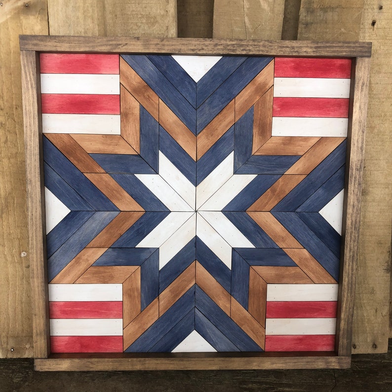 Stars and Stripes Barn Quilt With Farmhouse Style Frame - Etsy