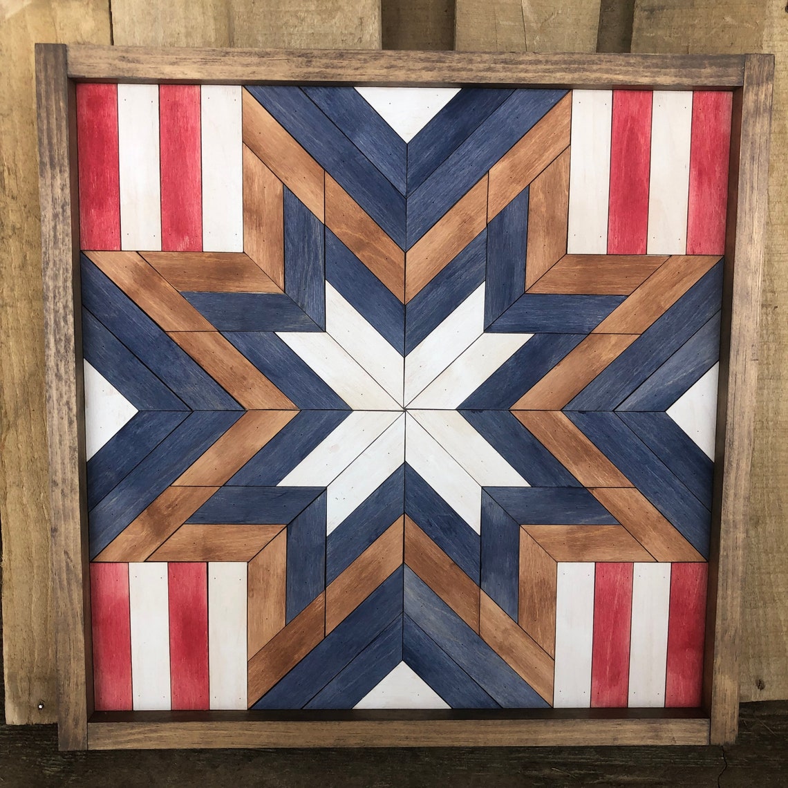 Stars and Stripes Barn Quilt With Farmhouse Style Frame - Etsy