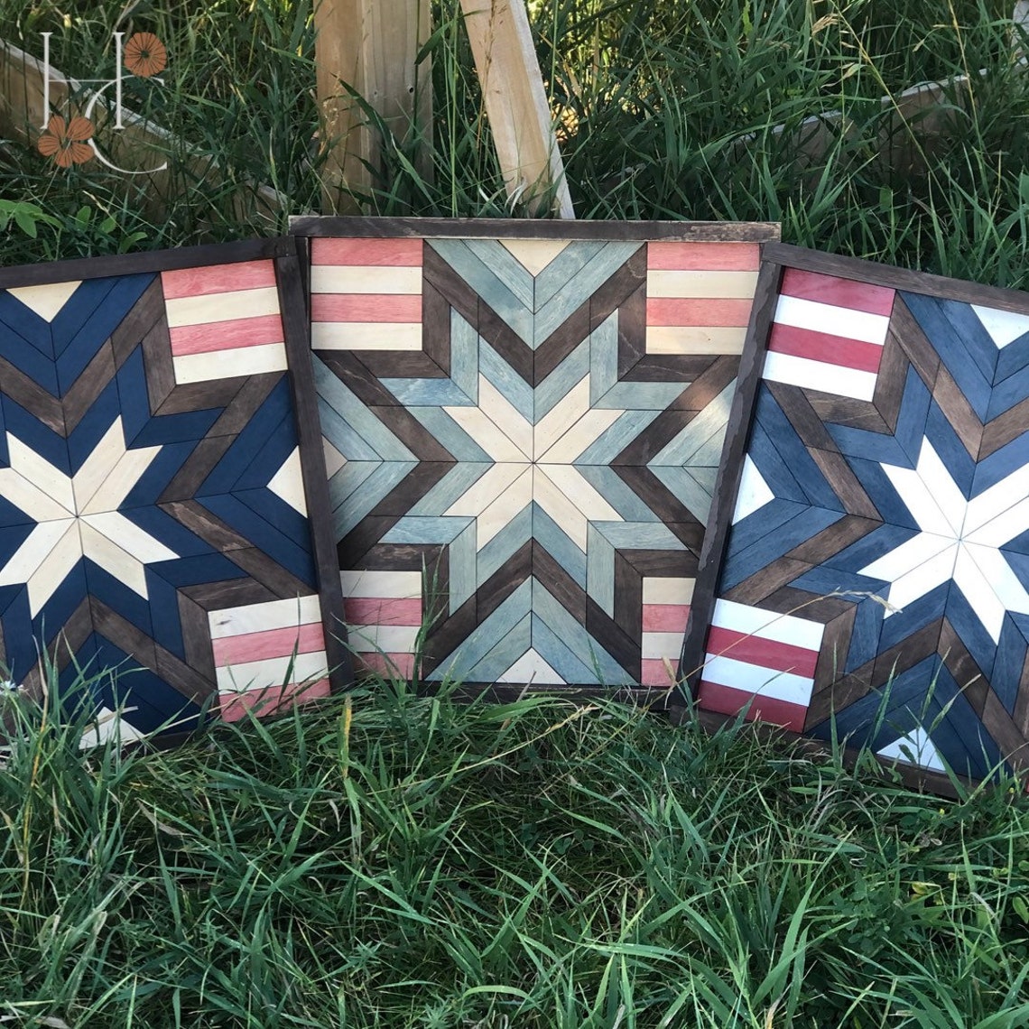 Stars and Stripes Barn Quilt With Farmhouse Style Frame - Etsy