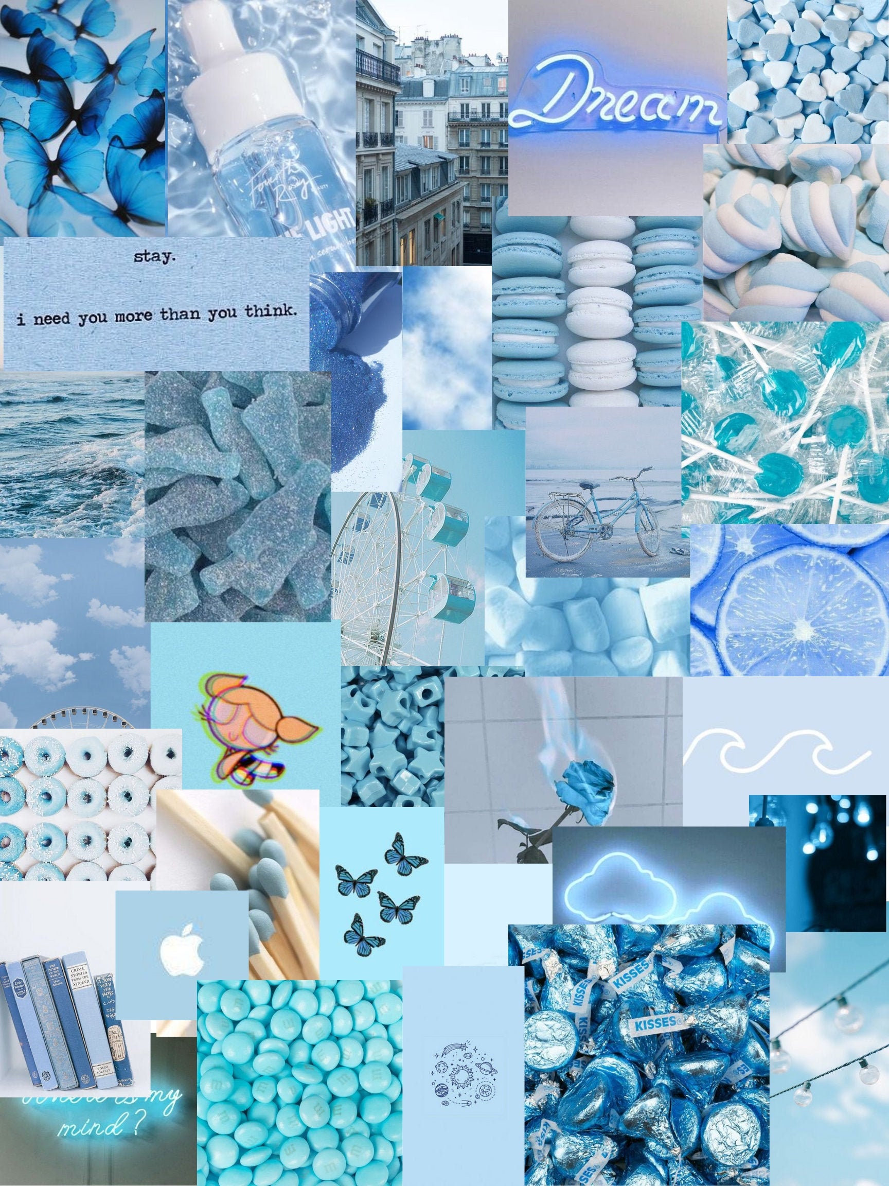 Light Blue Collage (vertical) - Etsy