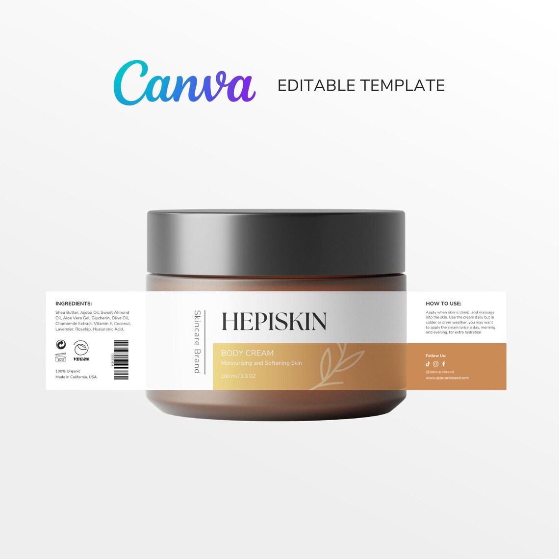 Wrap Around Label Template: Skincare Packaging (canva Editable) - Etsy