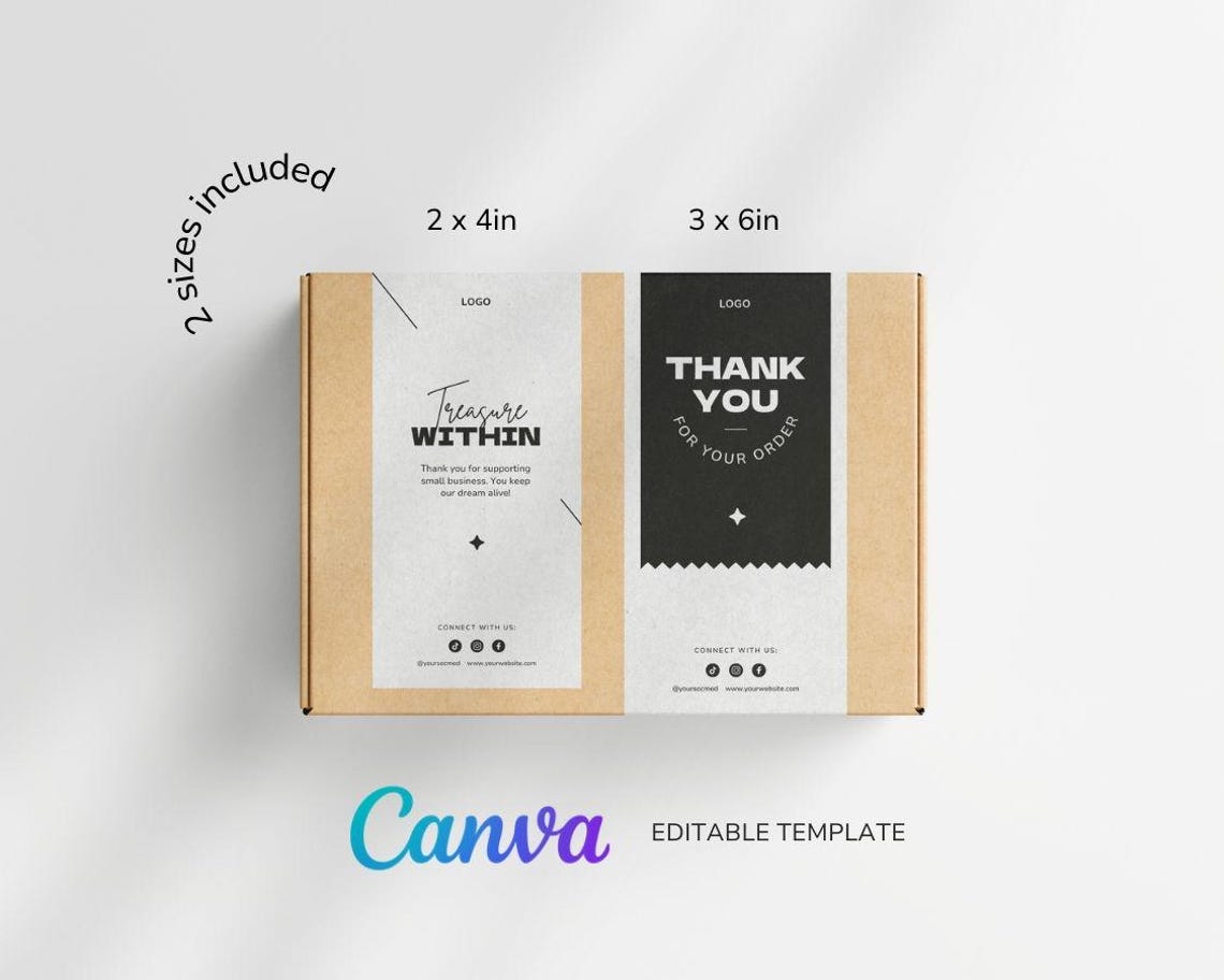 Box Label Template Canva, 8 Design Editable Label Templates, Size 2x4 ...
