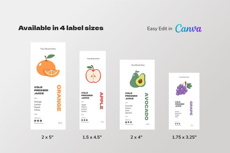 Juice Label Canva Template Design - Etsy