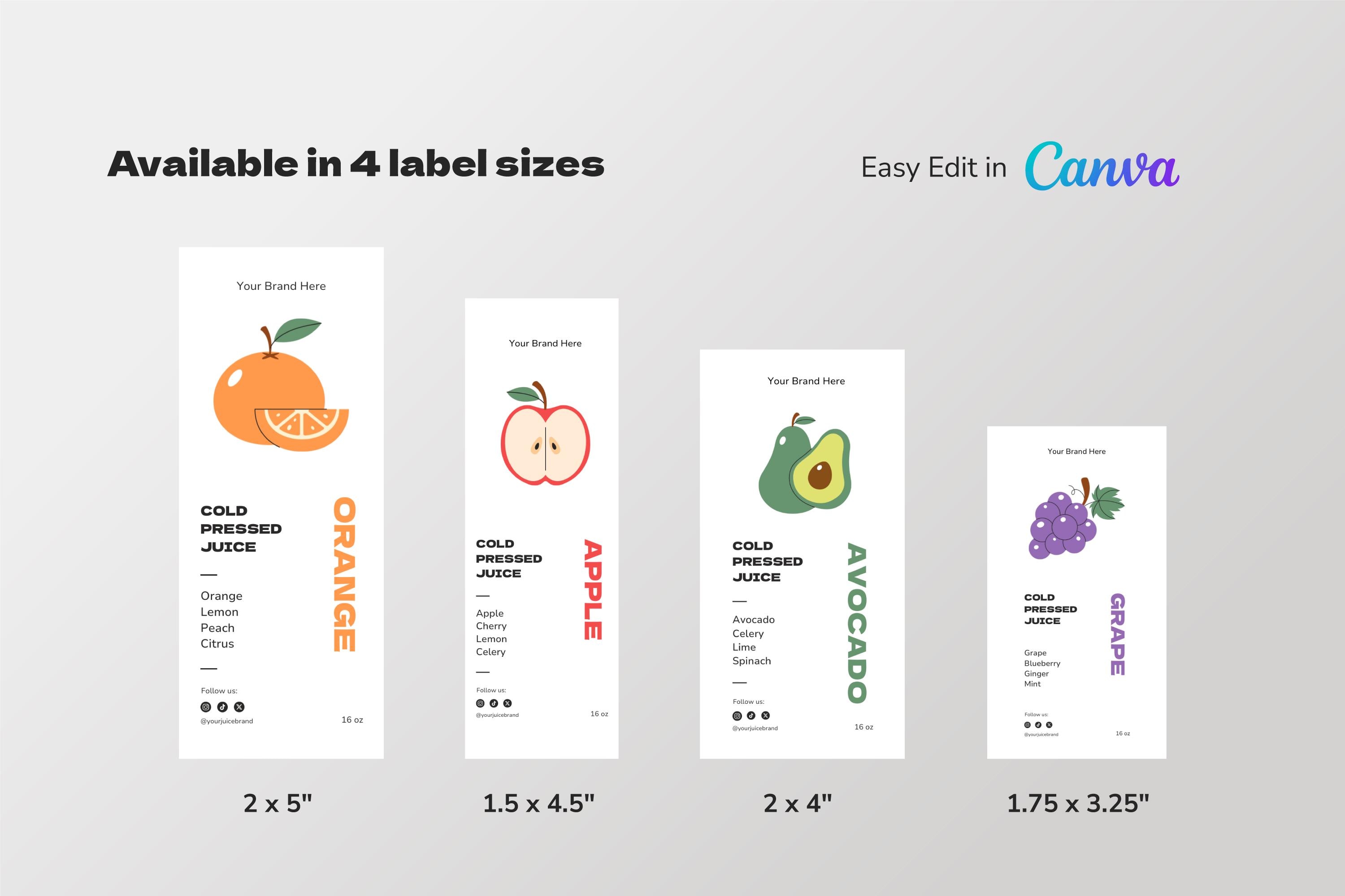 Juice Label Canva Template Design - Etsy
