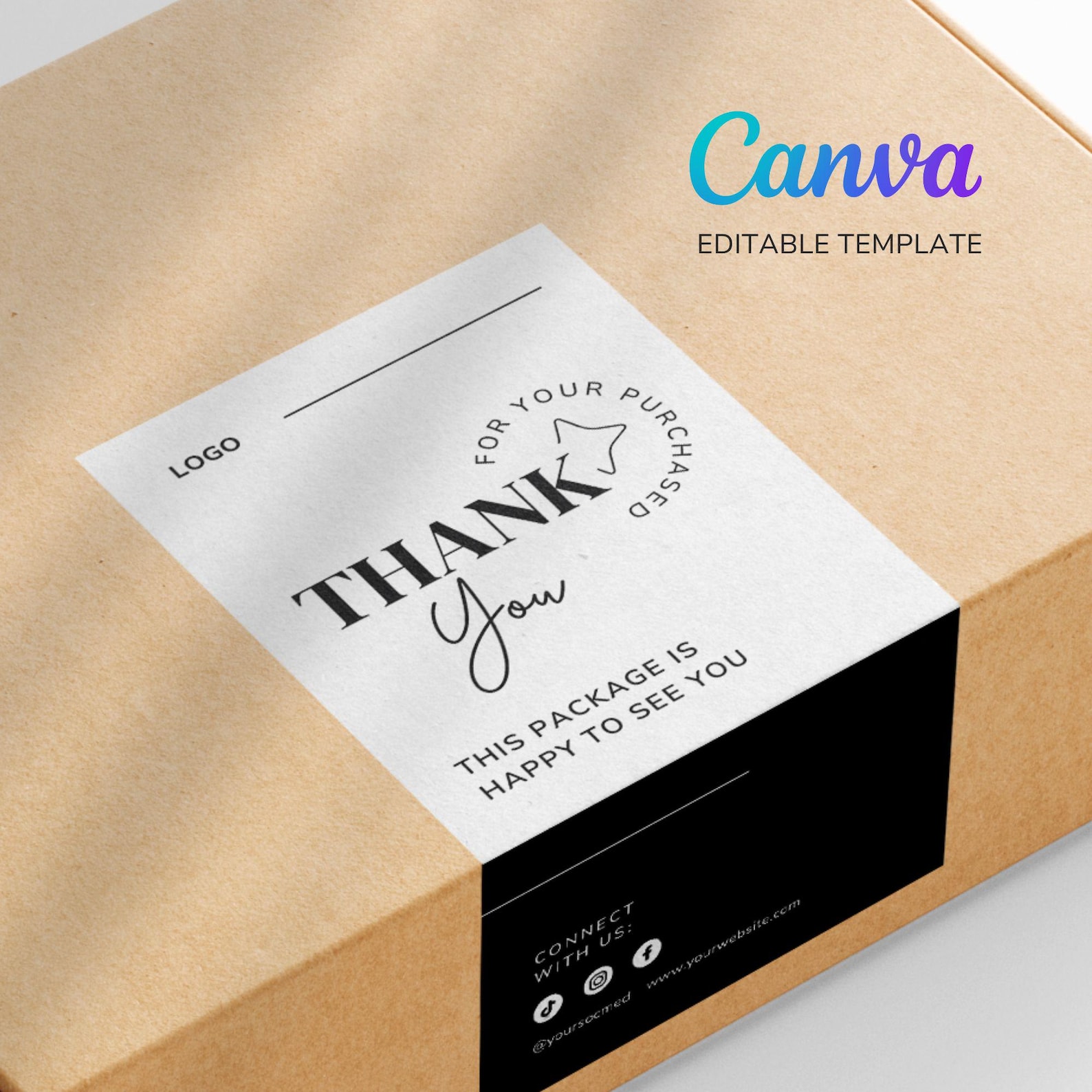 Thank You Box Label Template: Editable Canva Design (digital Download ...