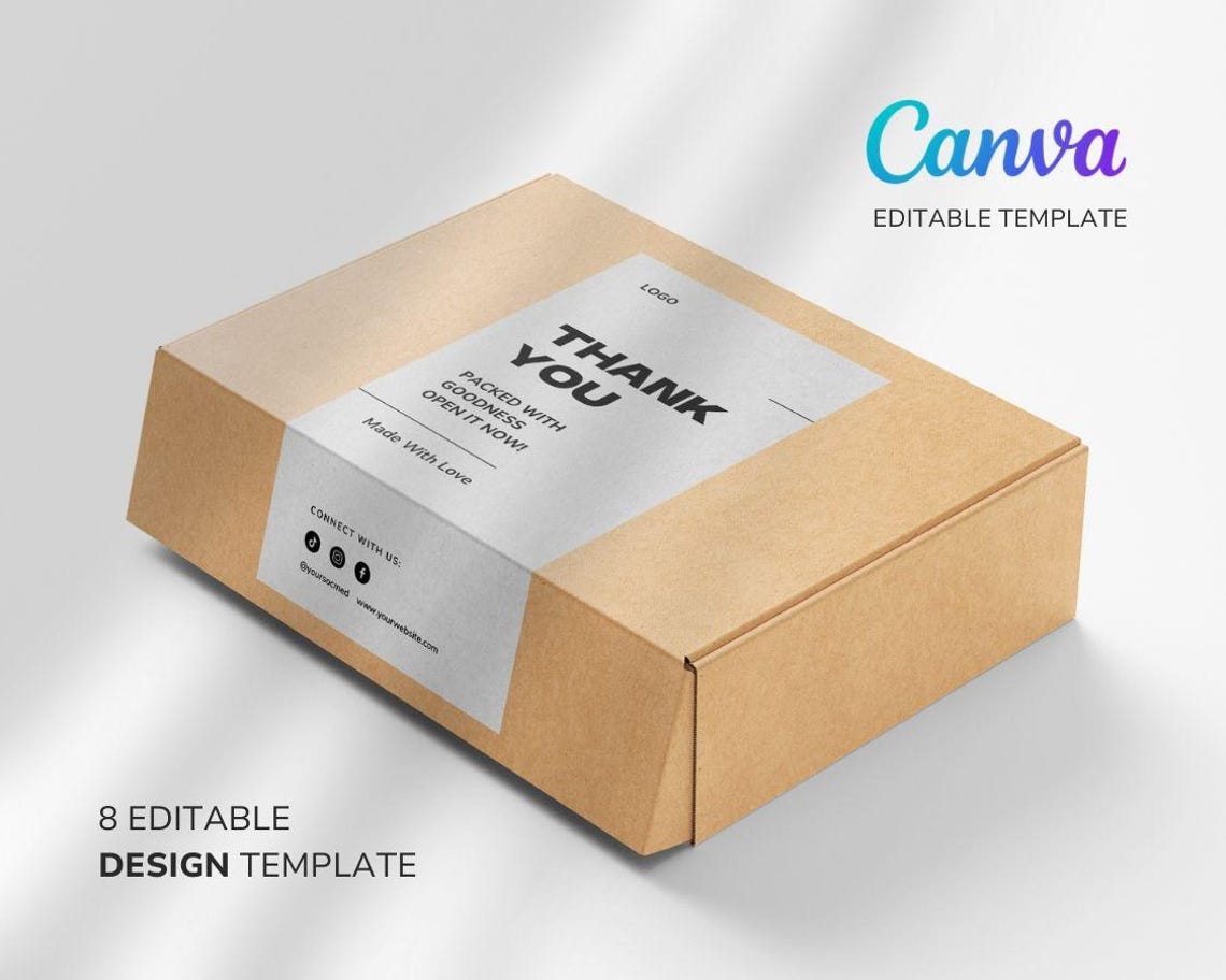 Box Label Template Canva, 8 Design Editable Label Templates, Size 2x4 ...