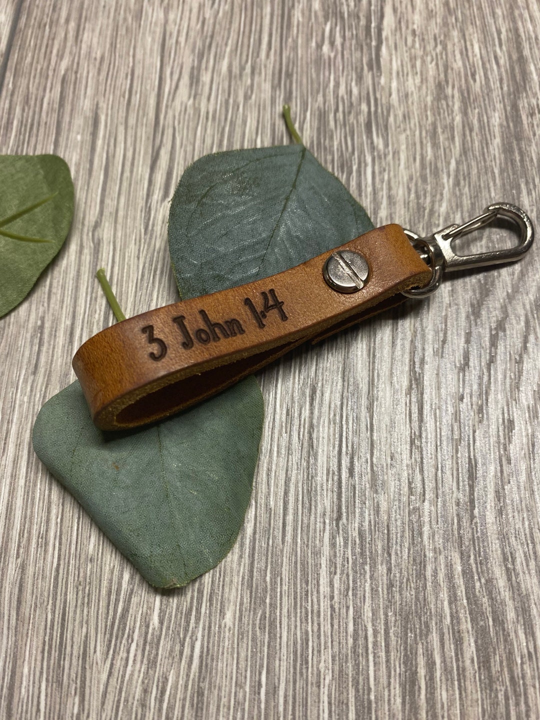Bible Verse Engraved Leather Key Ring Leather Encouraging, Faith ...
