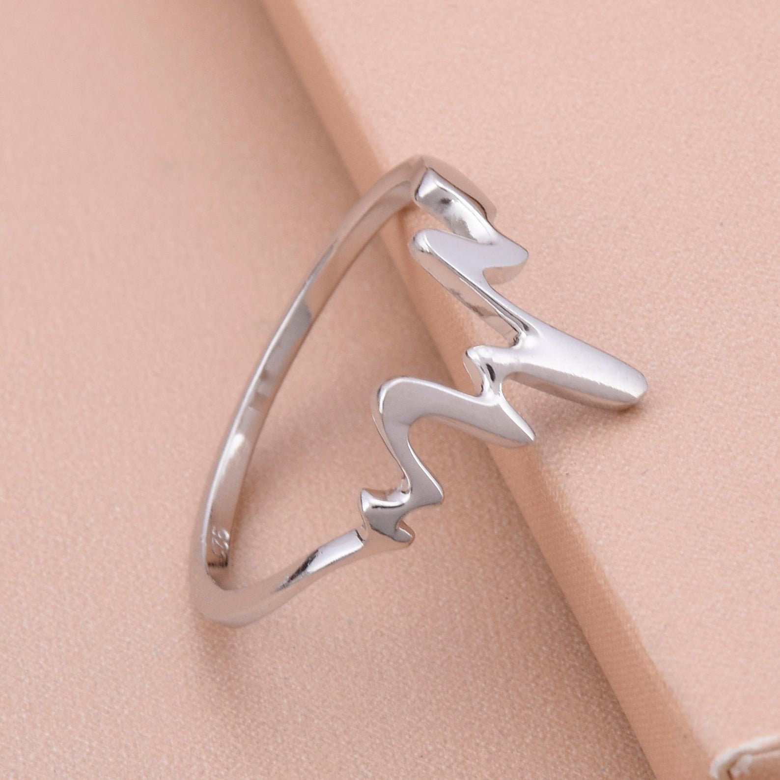 Heartbeat Ring Sterling Silver Heart Beat Ring Heart Rate - Etsy UK