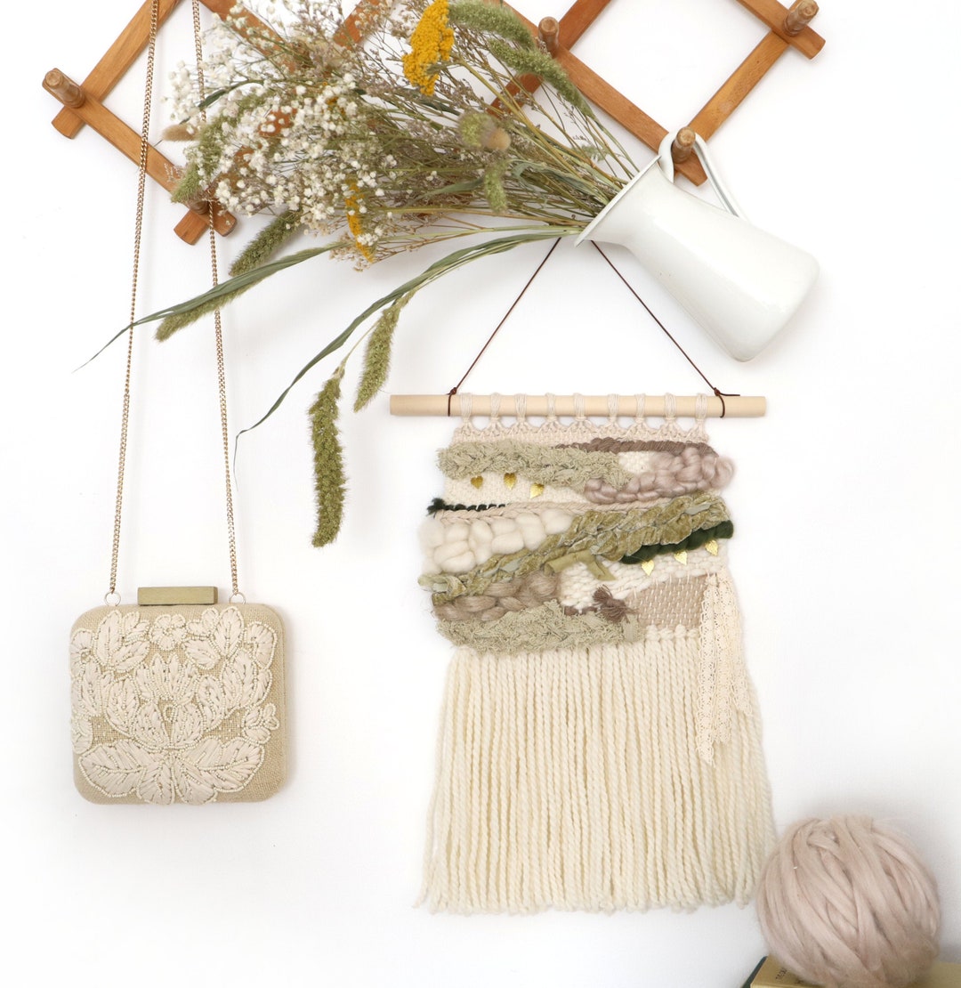 Wall Art UK, Weaving Wall Hanging, Pale Green, Botanical Leaves, Forest ...