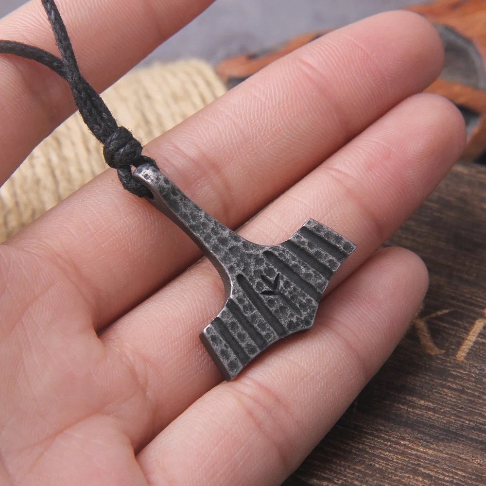 Thor's Hammer Mjolnir Pendant Viking Necklace With Wooden Box - Etsy