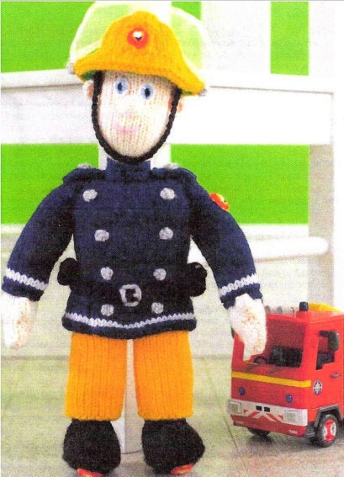 Fireman Sam Toy Knitting Pattern PDF. Double Knit DK 32cm / | Etsy
