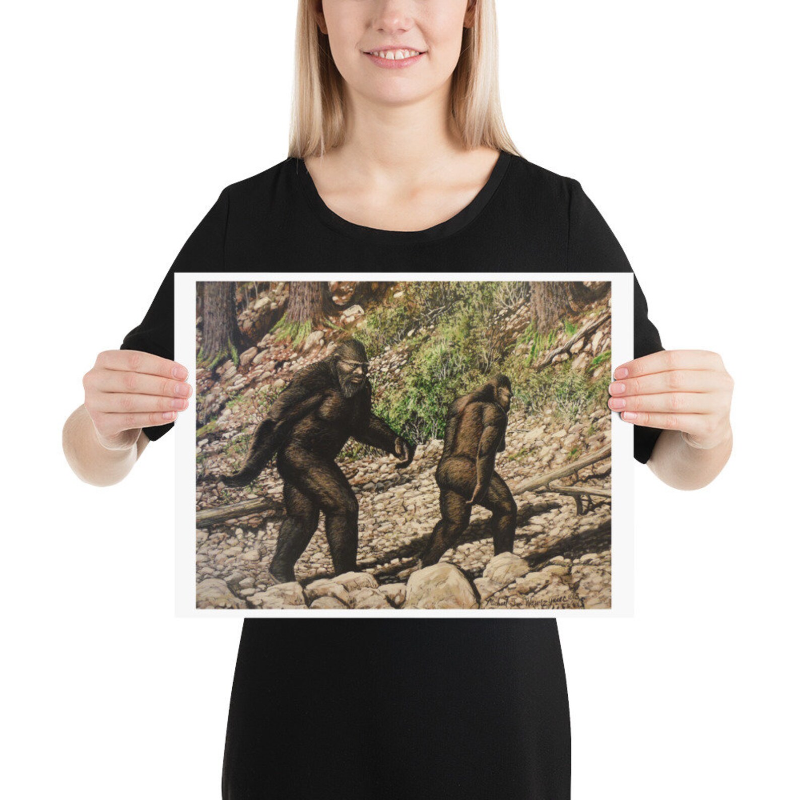 Bigfoot Couple Poster | Etsy
