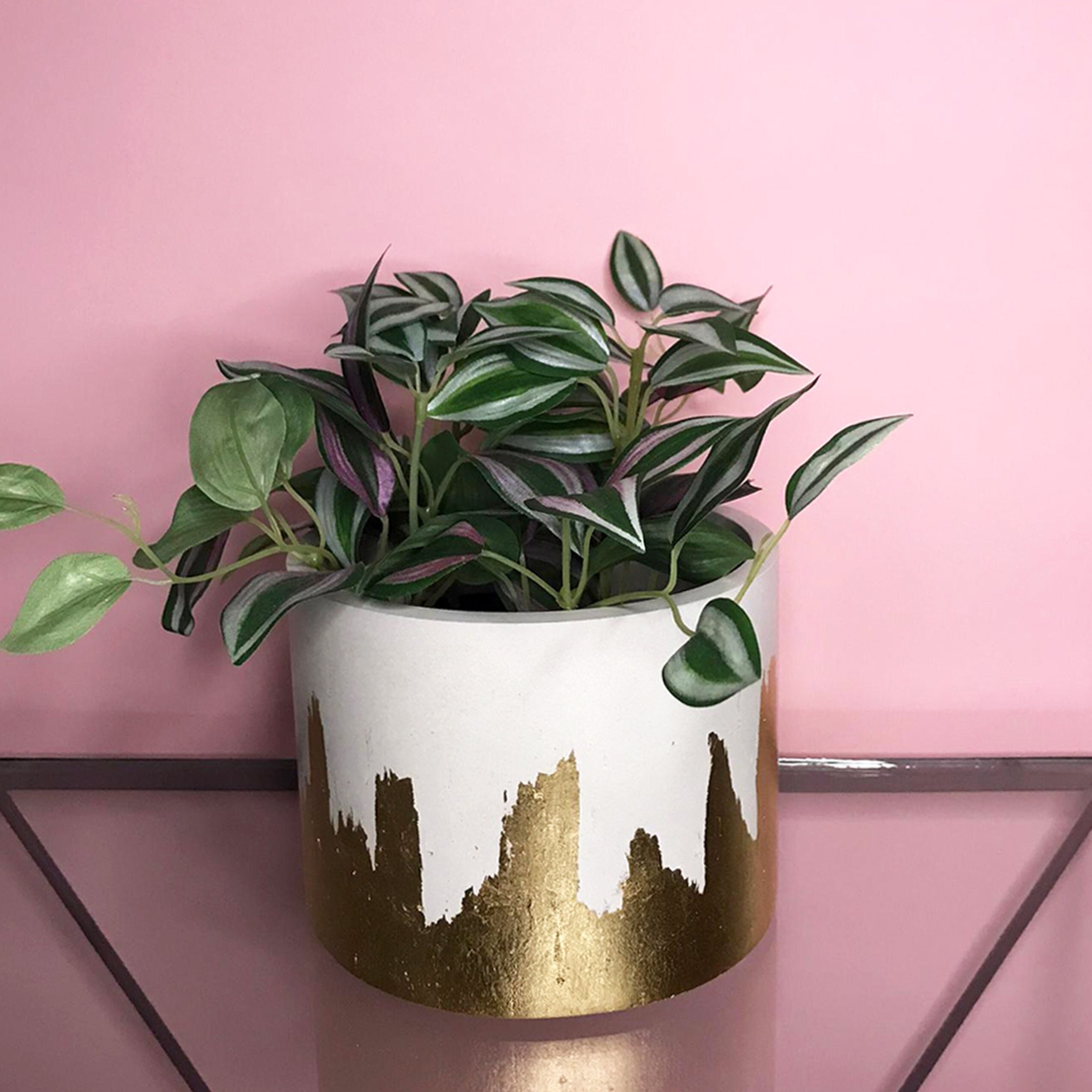 Concrete Pot with gold leaf detail Decorative Trays Home & Living etna ...