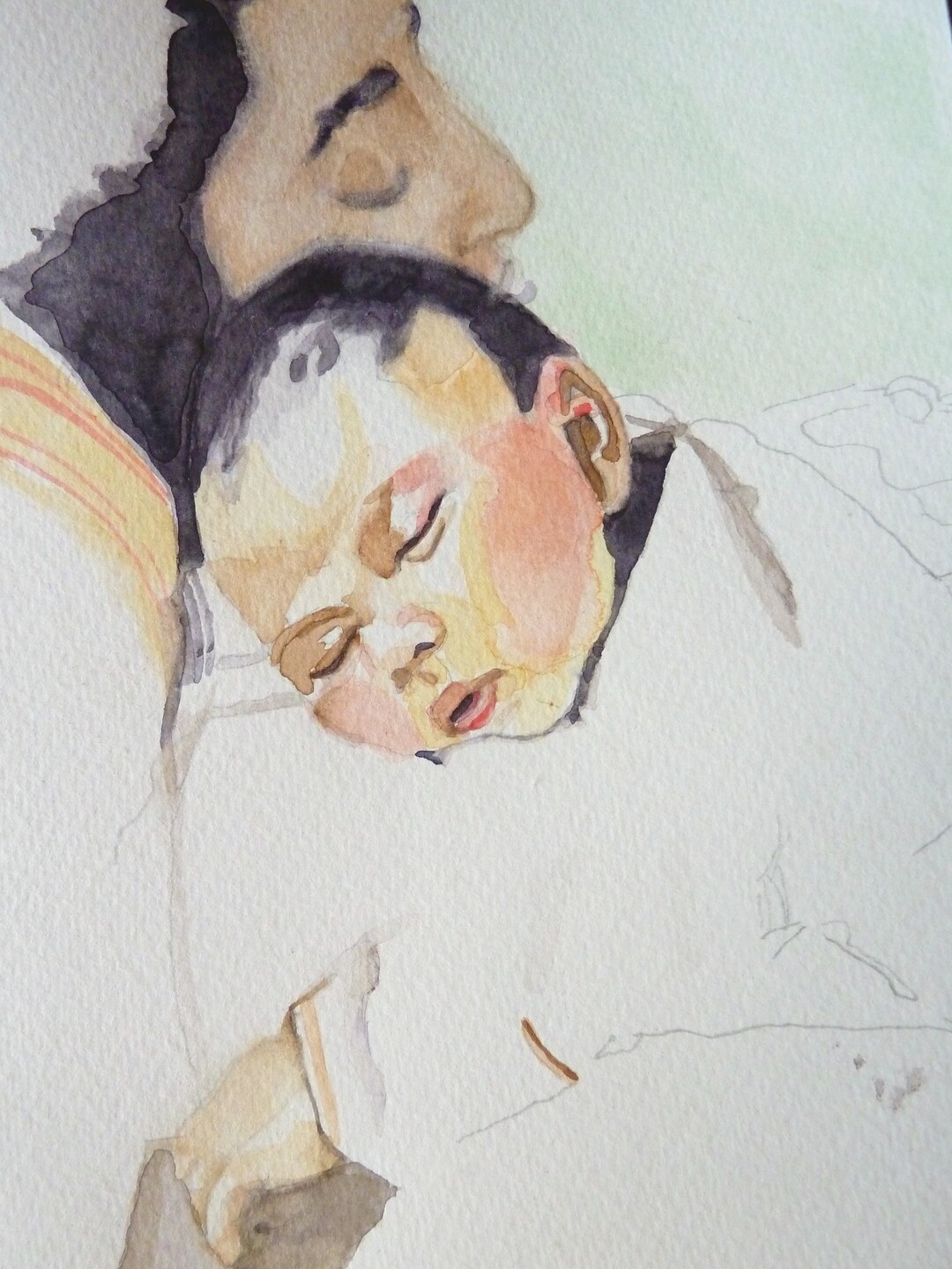 HAND PAINTED Custom Watercolor Family PORTRAITS Personalized One of a ...