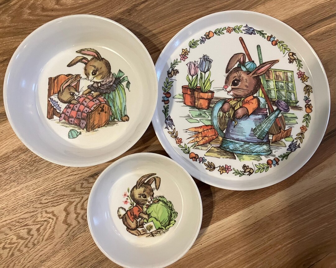 Vintage Oneida Deluxe Peter Rabbit Child's Plate Bowl, 3 Pieces ...