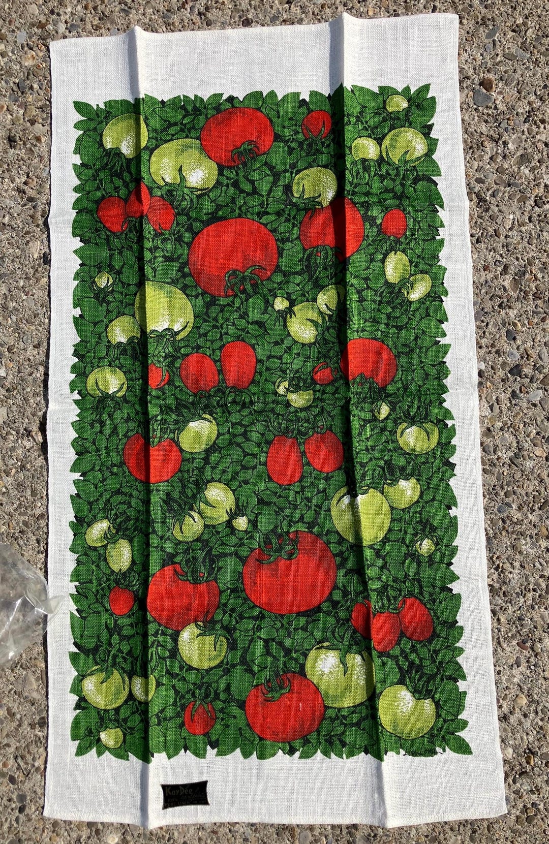 Vintage KAY DEE Handprints 100% Pure Linen Hand Dish Tea Towel Tomato ...