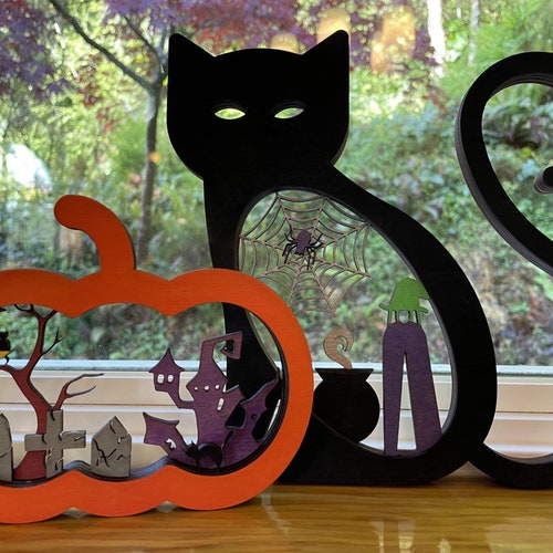 DIGITAL Layered Halloween Pumpkin Scene Four Layers - Etsy