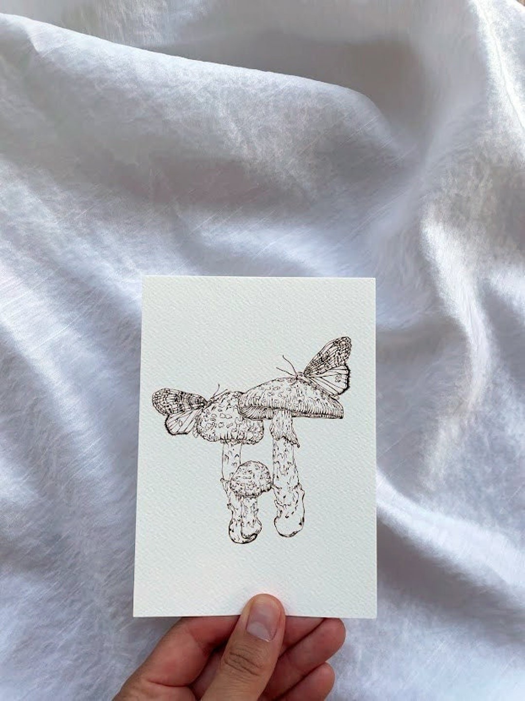 Bella Moths & Amanita Mushrooms. Digital Print. Botanical Art. Instant ...