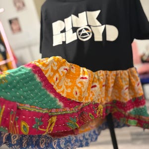 Pink Floyd Upcycled Kantha Tee Doll Baby Oversized Fits a Small to ...