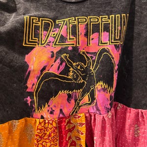 Led Zeppelin Upcycled Kantha Tee Doll Baby Oversized Fits a Small to XL ...
