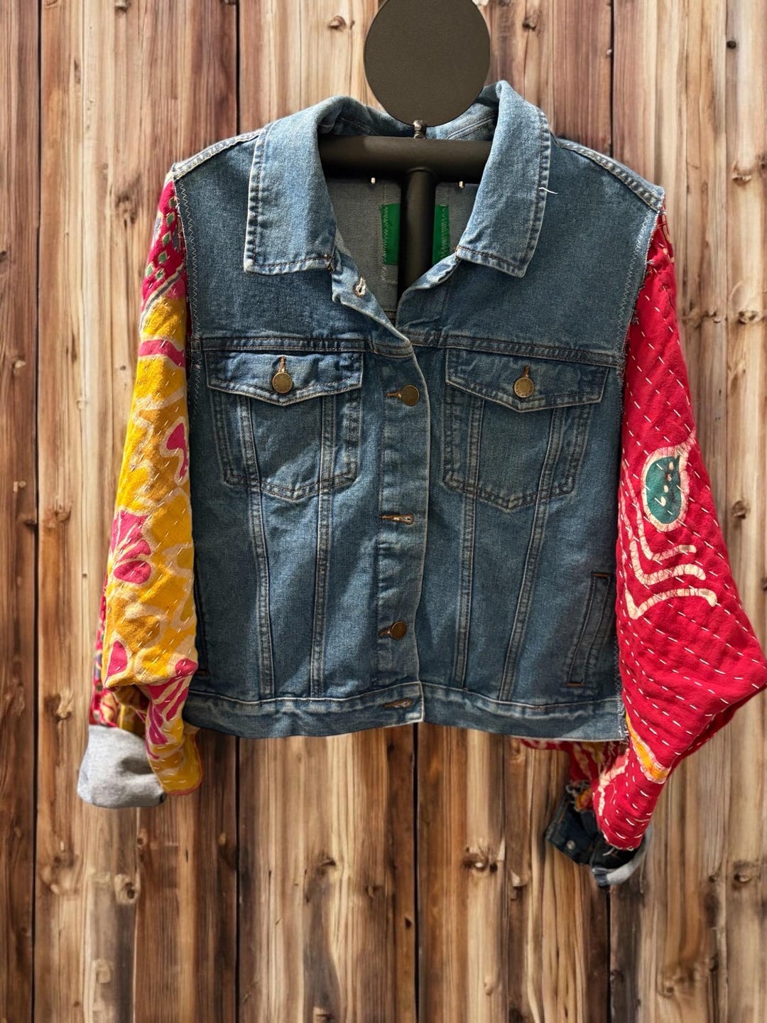 Veruca Upcycled Jean Jacket Cropped Fits a Small to XXL - Etsy