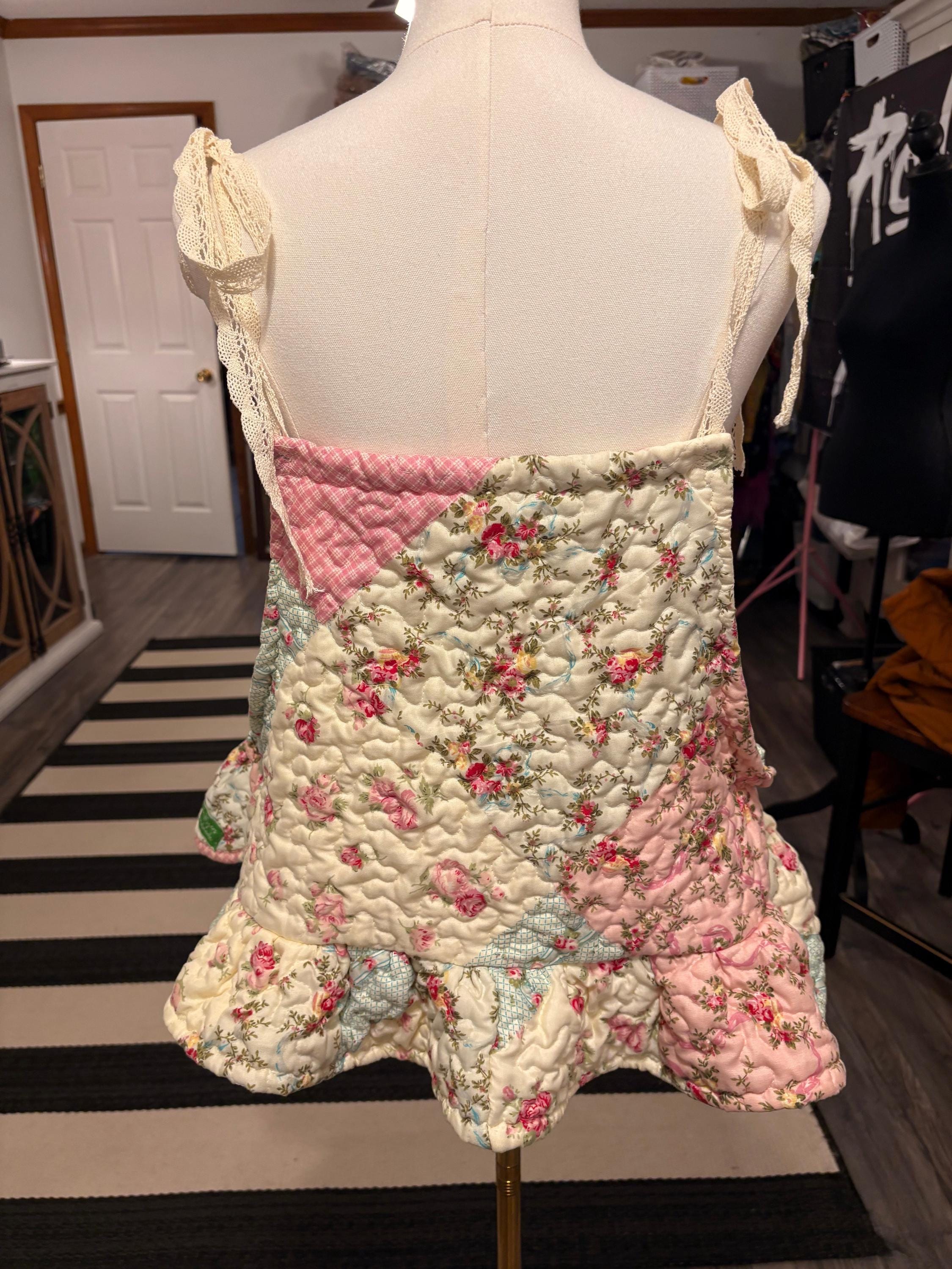 Shabby Chic Upcycled Quilt Art Smock Cropped One Size Fits a Small to ...