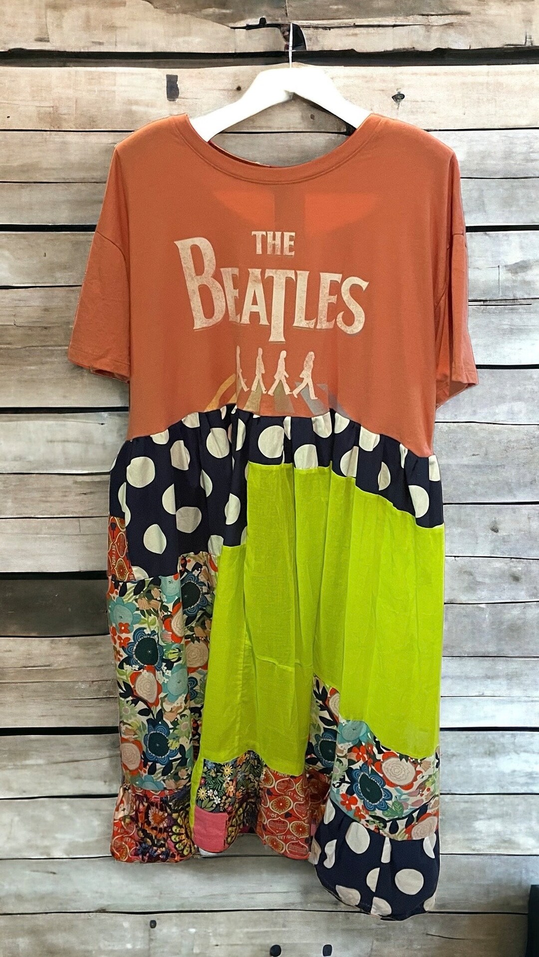 Patchwork Beetles Upcycled Tee Dress - Etsy