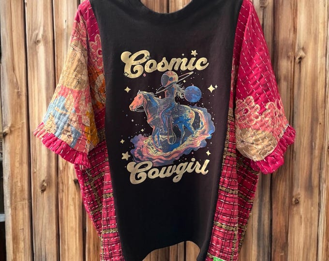 Cosmic Cowgirl Upcycled Kantha Flare Sleeve Top Small to XXL - Etsy
