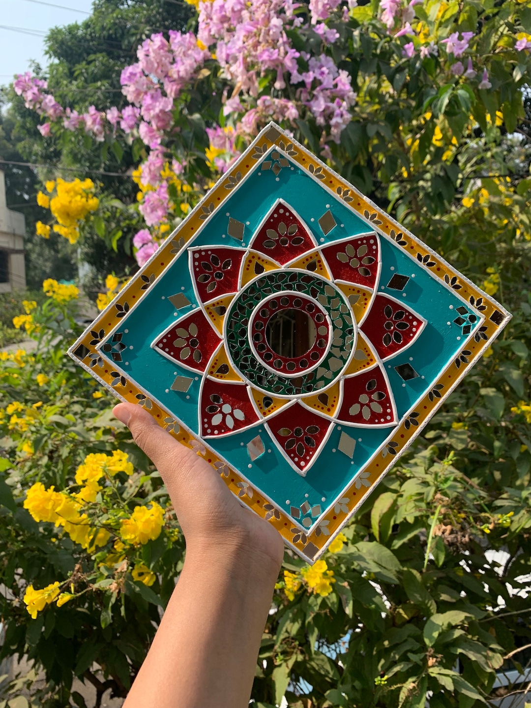 Buy Square Wall Hanging Lippan Wall Art Clay and Mirror Wall Online in ...