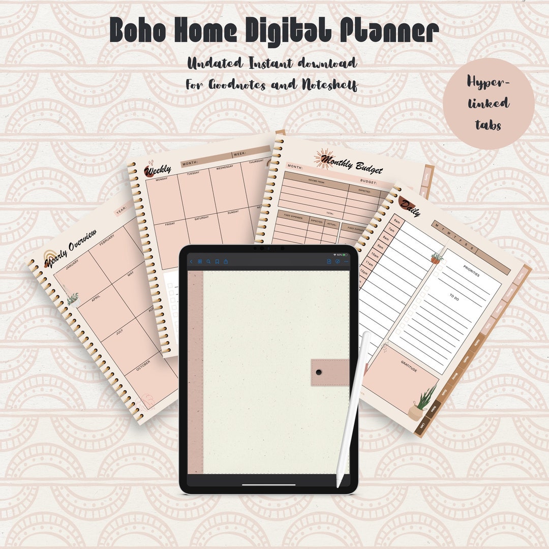 Boho Home Digital Planneripadgoodnotesnoteshelf - Etsy