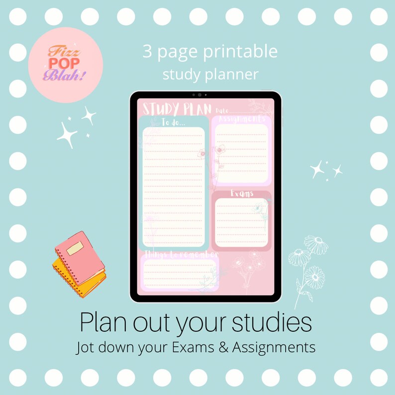Study Planner Printable Planner Exams & Assignments Study - Etsy