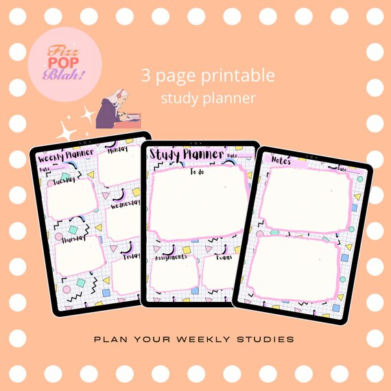 90s Theme Study Planner Study Planner Weekly Planner - Etsy