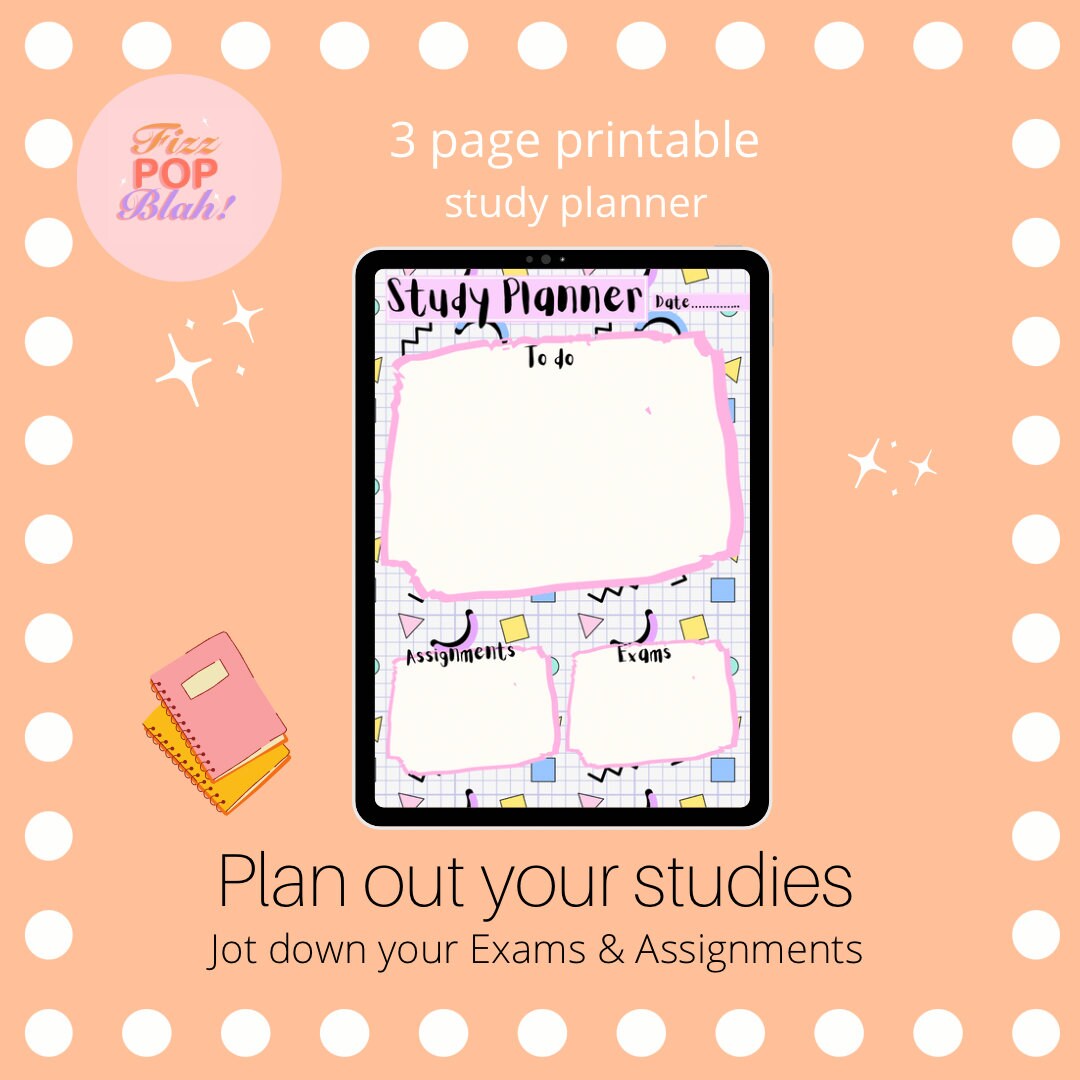 90s Theme Study Planner, Study Planner, Weekly Planner, Printable Study Plan - Etsy