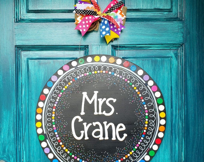 Polka Dot Teacher Door Hanger Custom Colors & Free Personalization Free ...