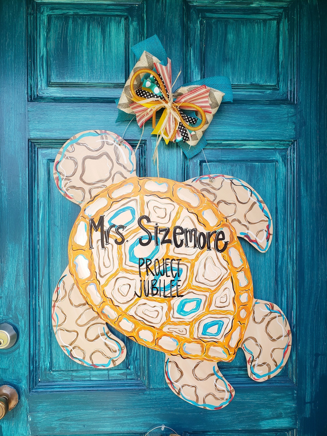 Sea Turtle Teacher Door Hanger - School Sign - Personalized Large or ...