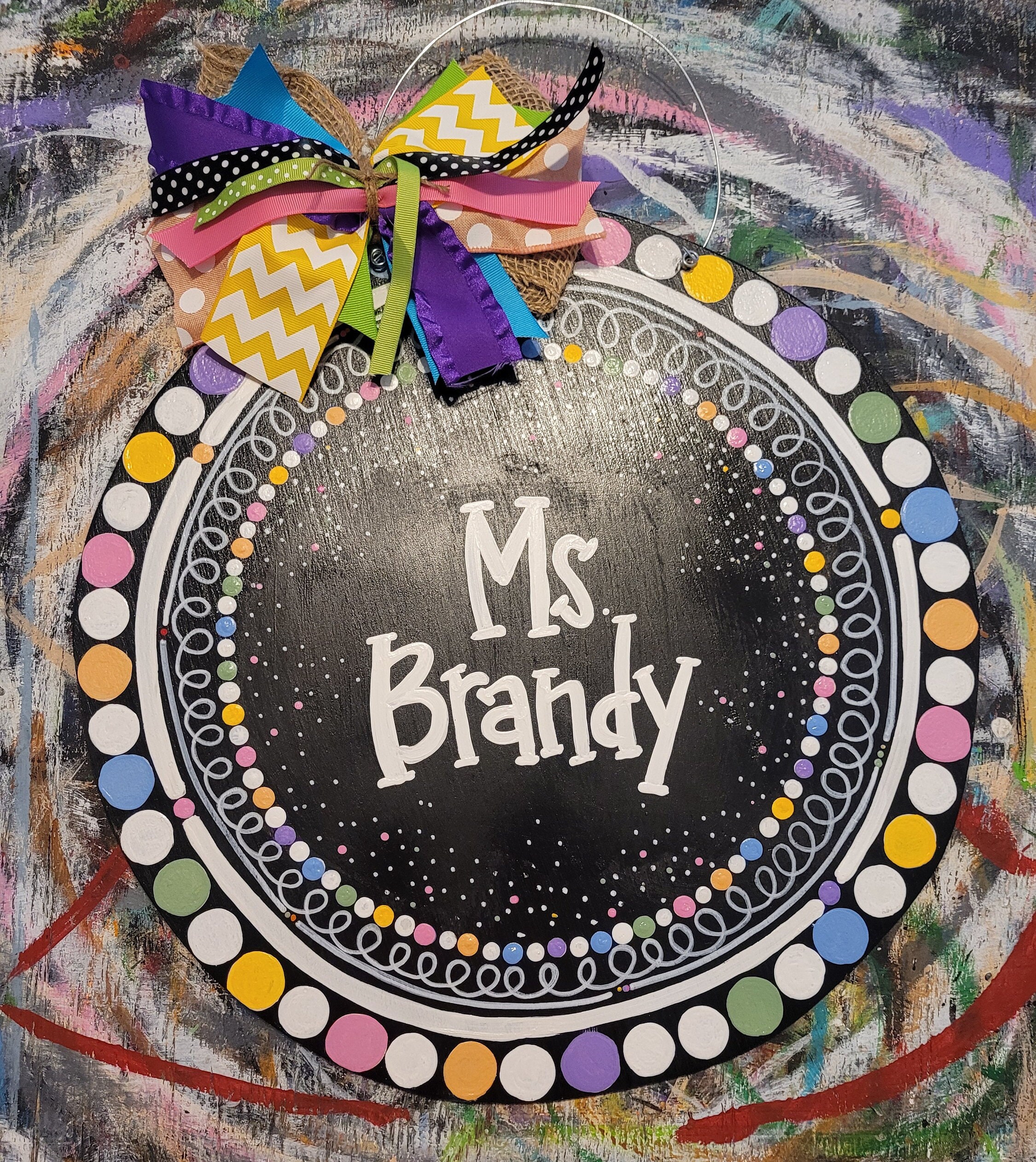 Polka Dot Teacher Door Hanger - Custom Colors & Free Personalization ...