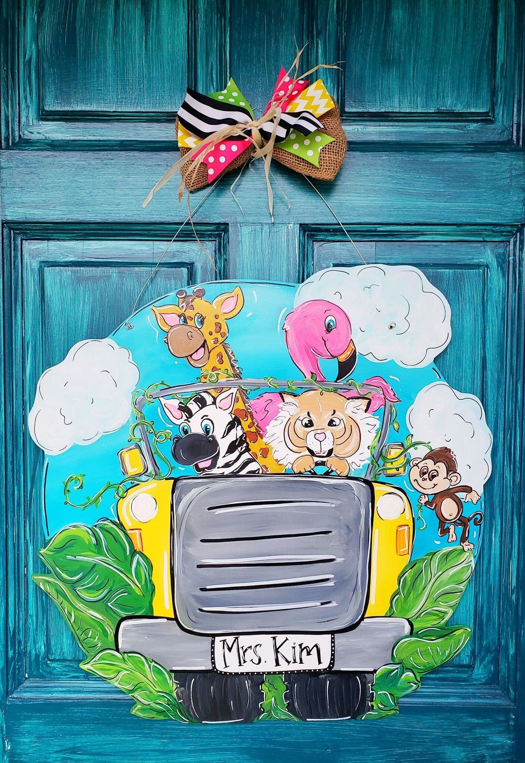 Safari Wild Animal Jeep Teacher Door Hanger - School Sign ...