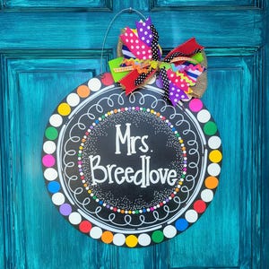 Polka Dot Teacher Door Hanger - Custom Colors & Free Personalization ...